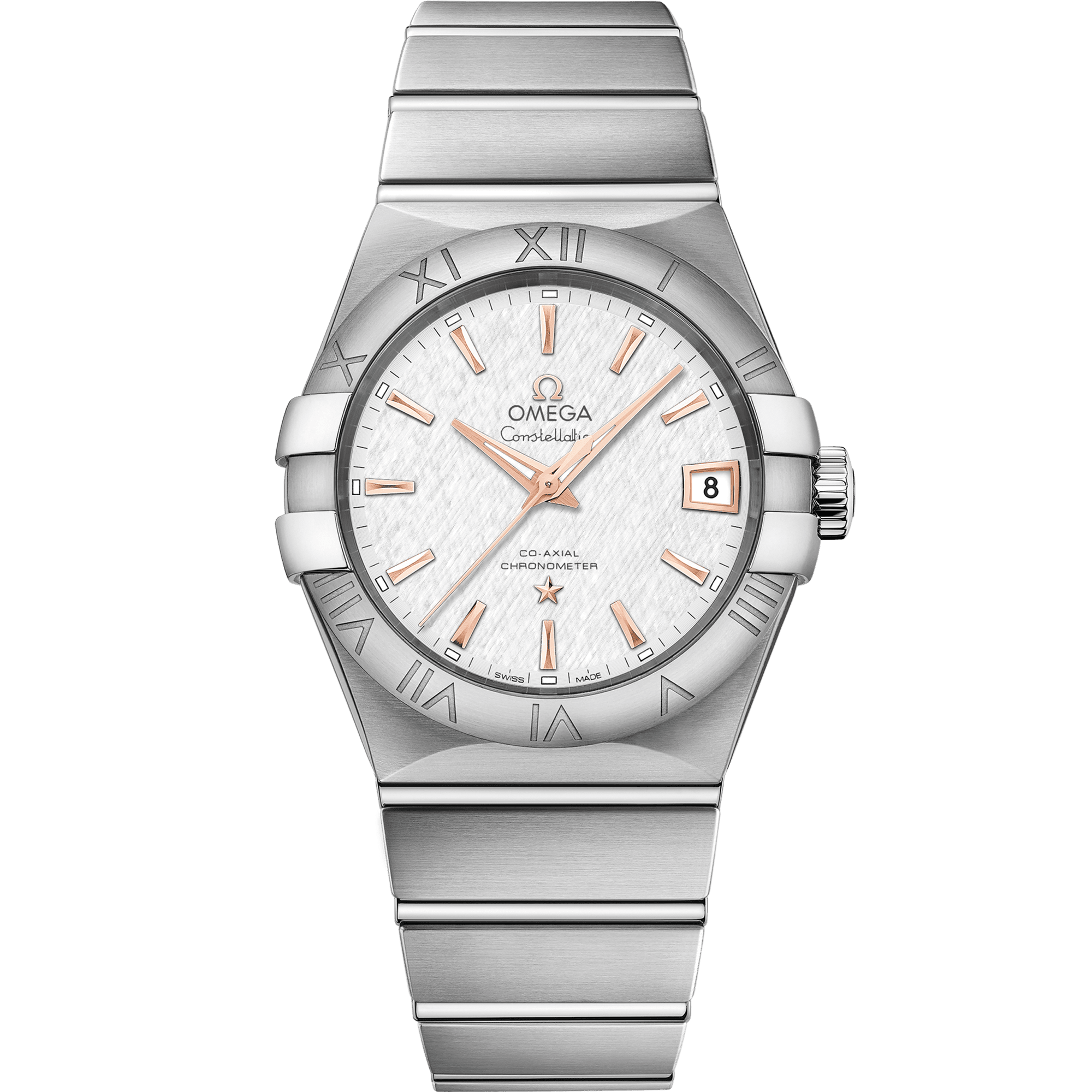 星座系列 38毫米, 精钢表壳 搭配 精钢表链 - 123.10.38.21.02.002 | OMEGA®