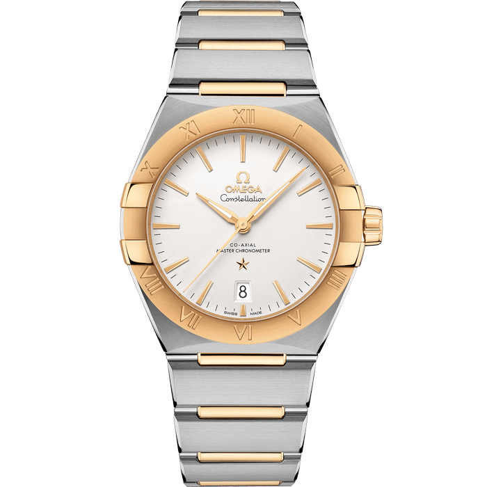 星座系列 39毫米, 精钢-黄色18 k金表壳 搭配 精钢-黄色18 k金表链 - 131.20.39.20.02.002 | OMEGA®