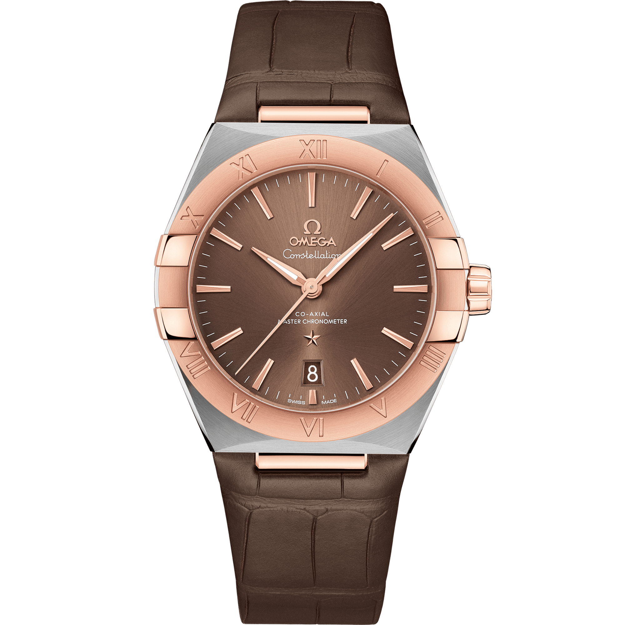 星座系列 39毫米, 精钢-Sedna™ 18k金表壳 搭配 皮表带 - 131.23.39.20.13.001 | OMEGA®