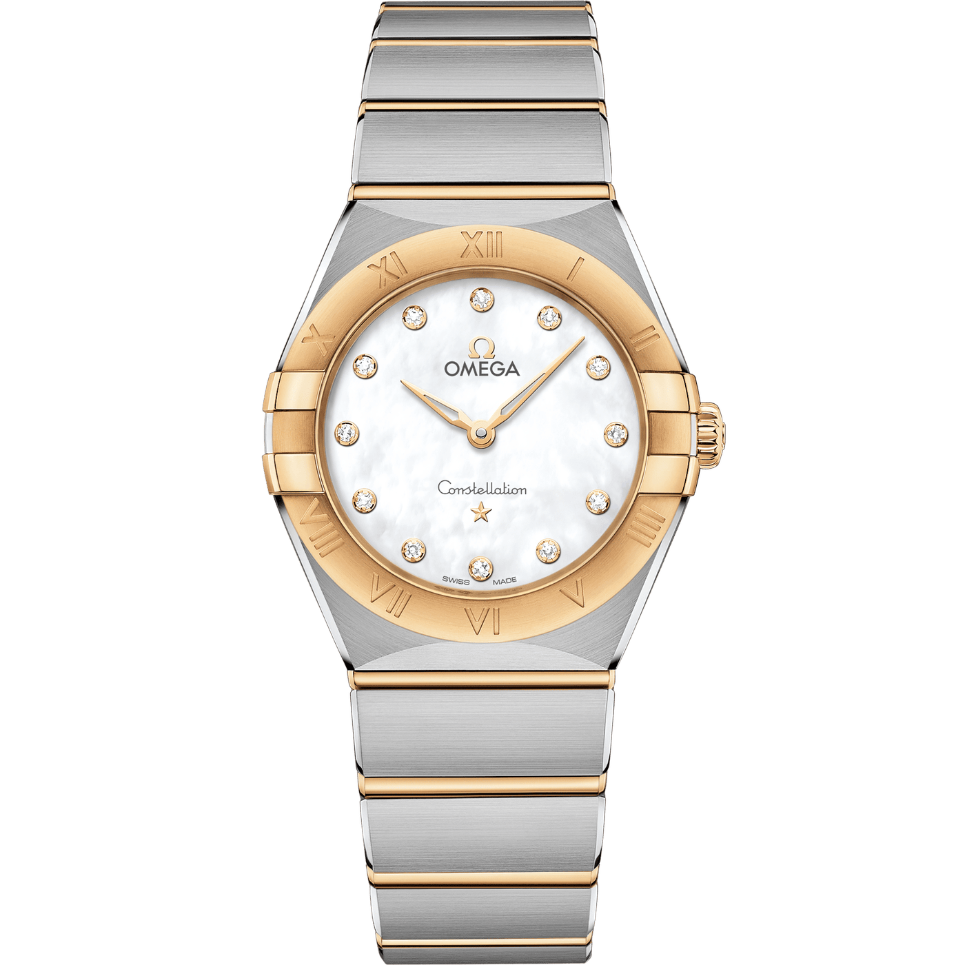 星座系列 28毫米, 精钢-黄色18 k金表壳 搭配 精钢-黄色18 k金表链 - 131.20.28.60.55.002 | OMEGA®