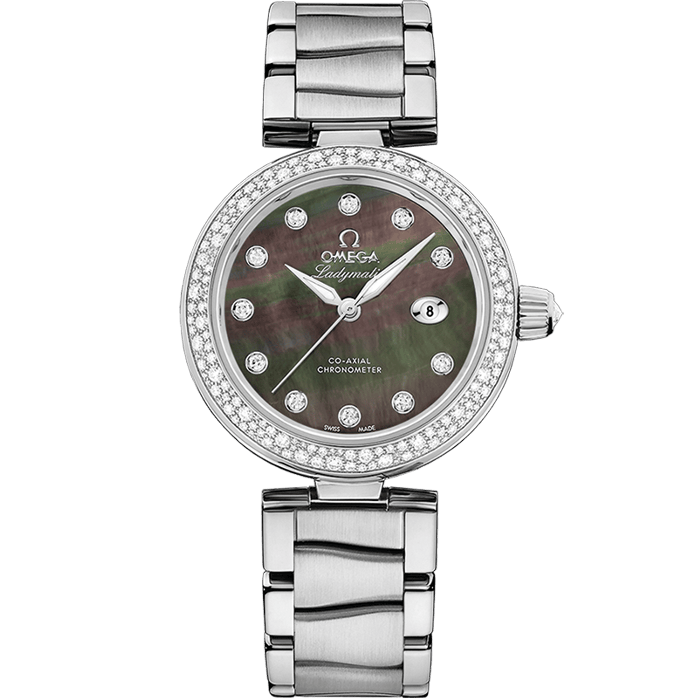 碟飞系列 Ladymatic 34毫米, 精钢表壳 搭配 精钢表链 - 425.35.34.20.57.004 | OMEGA®