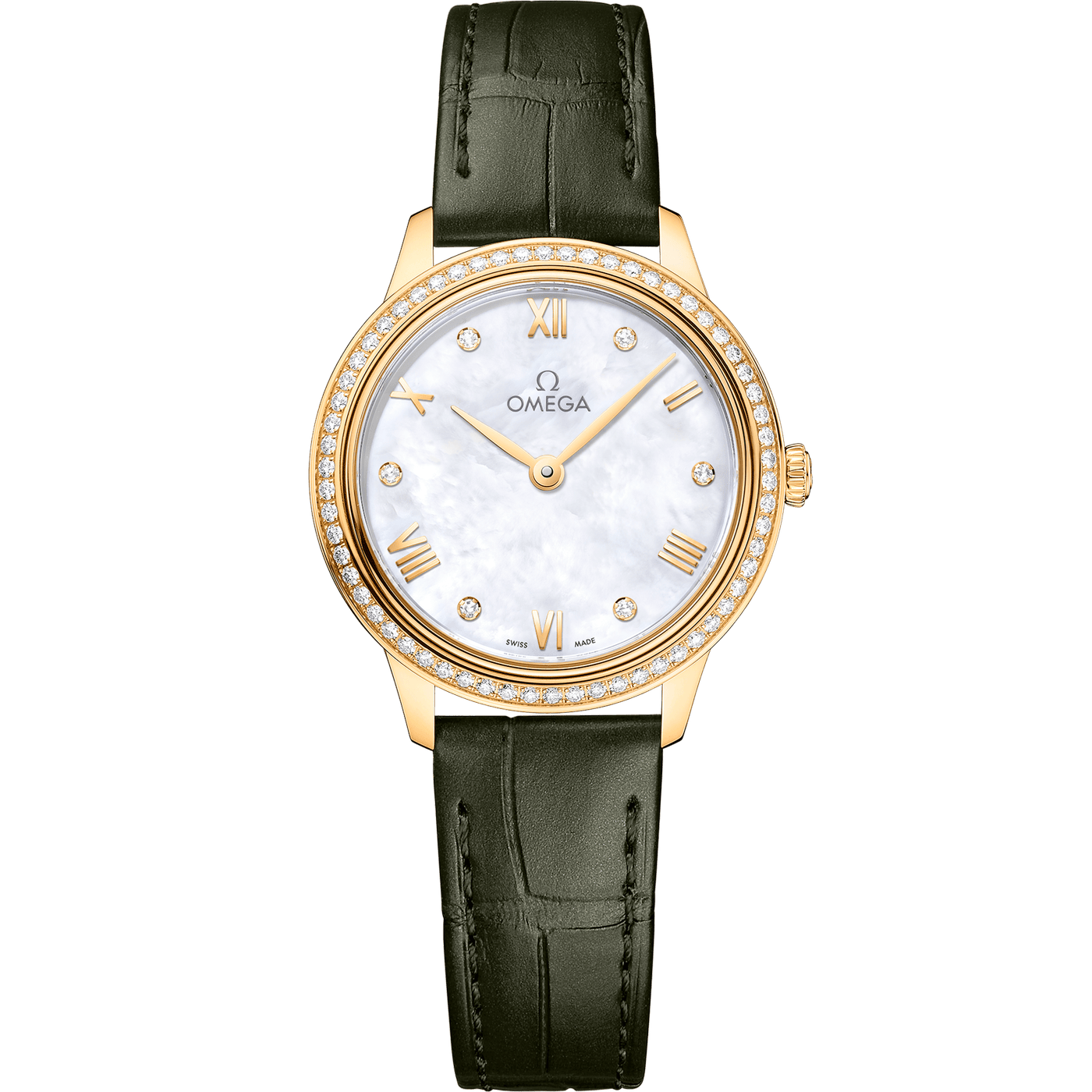 碟飞系列 典雅腕表 27.5毫米, 黄色18 k金表壳 搭配 皮表带 - 434.58.28.60.55.002 | OMEGA®