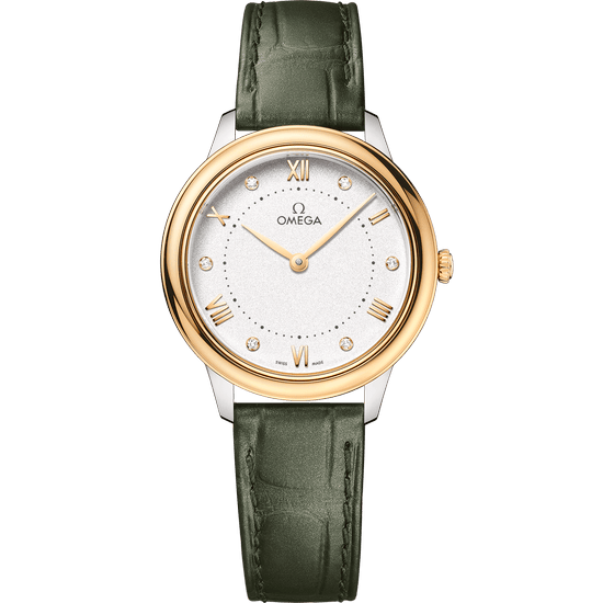 碟飞系列 典雅腕表 30毫米, 精钢-黄色18 k金表壳 搭配 皮表带 - 434.23.30.60.52.002 | OMEGA®