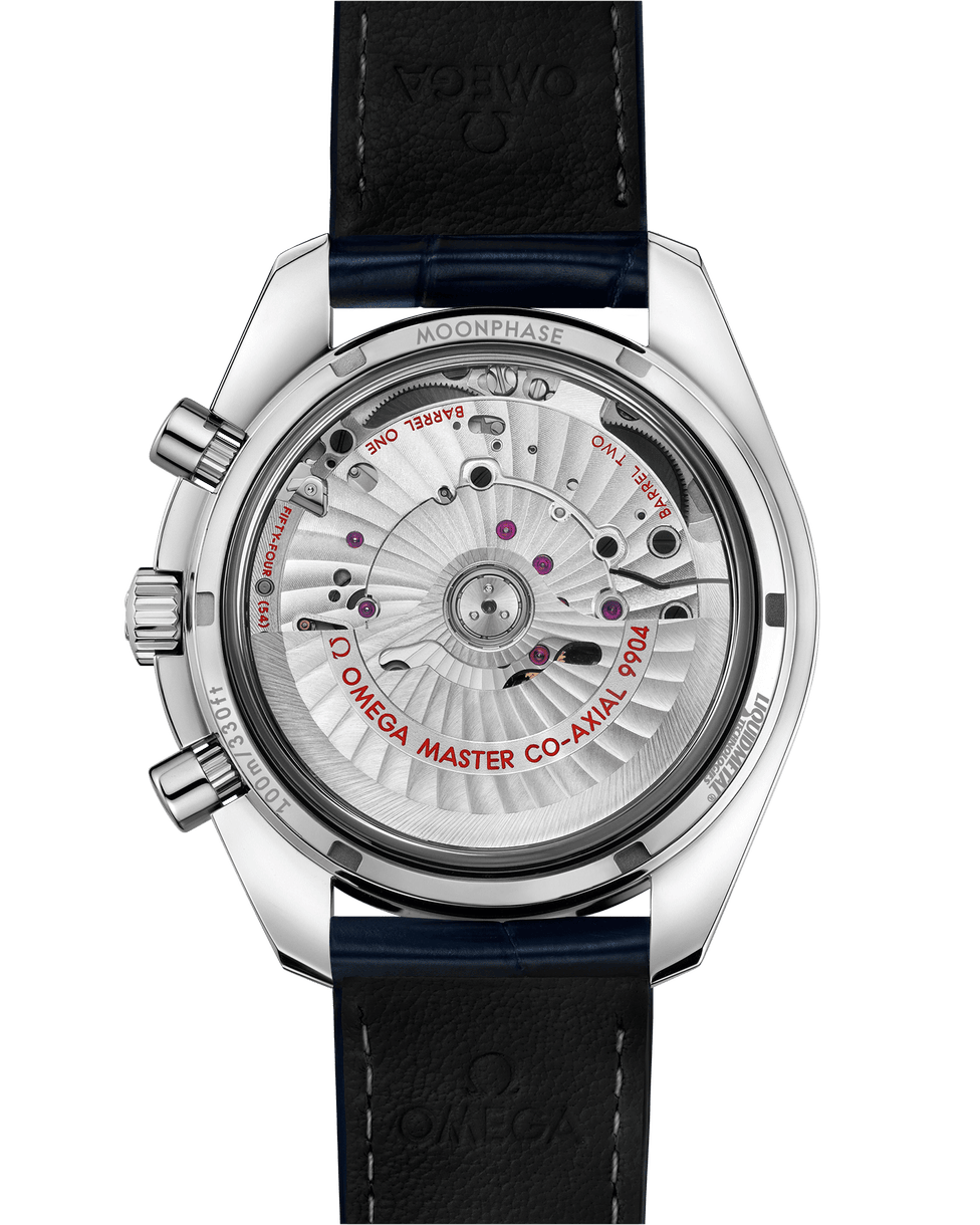 超霸系列 月相功能 44.25毫米, 精钢表壳 搭配 皮表带 - 304.33.44.52.03.001 | OMEGA®