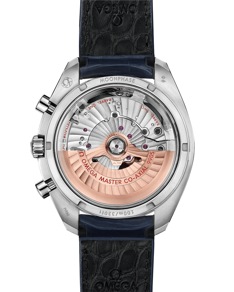 超霸系列 月相功能 44.25毫米, 铂金 搭配 皮表带 - 304.93.44.52.99.004 | OMEGA®